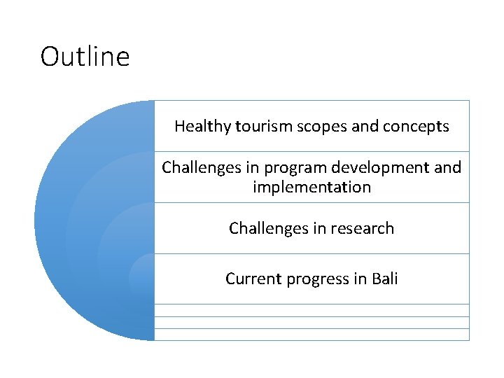 Healthy Tourism challenges in program and research at