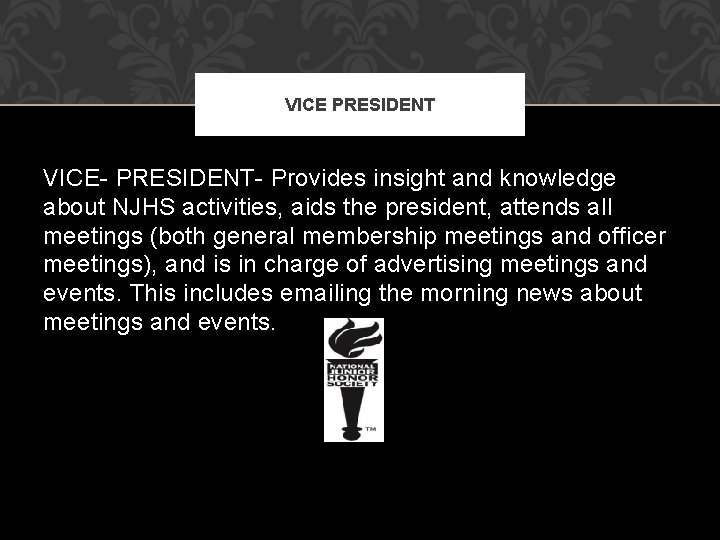 BOOKER MIDDLE SCHOOL National Junior Honor Society Officers