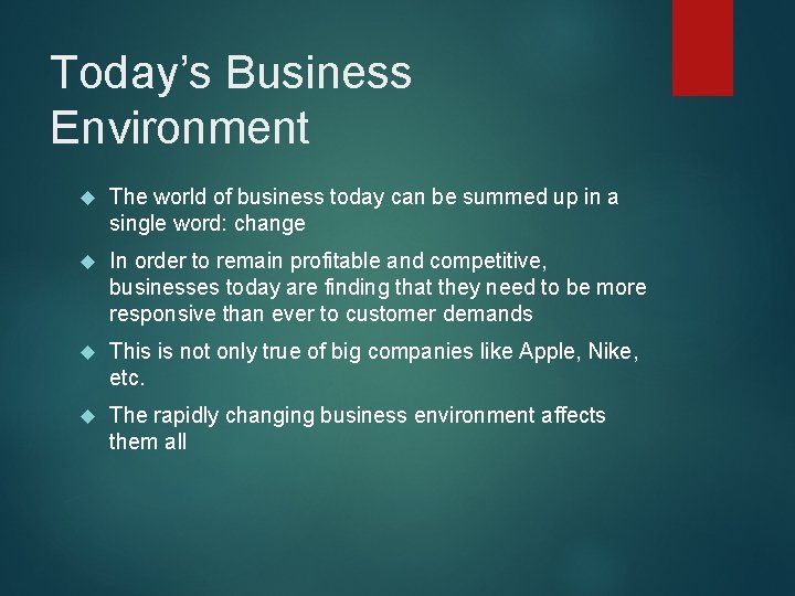 Why It Matters Role of Business WHY LEARN