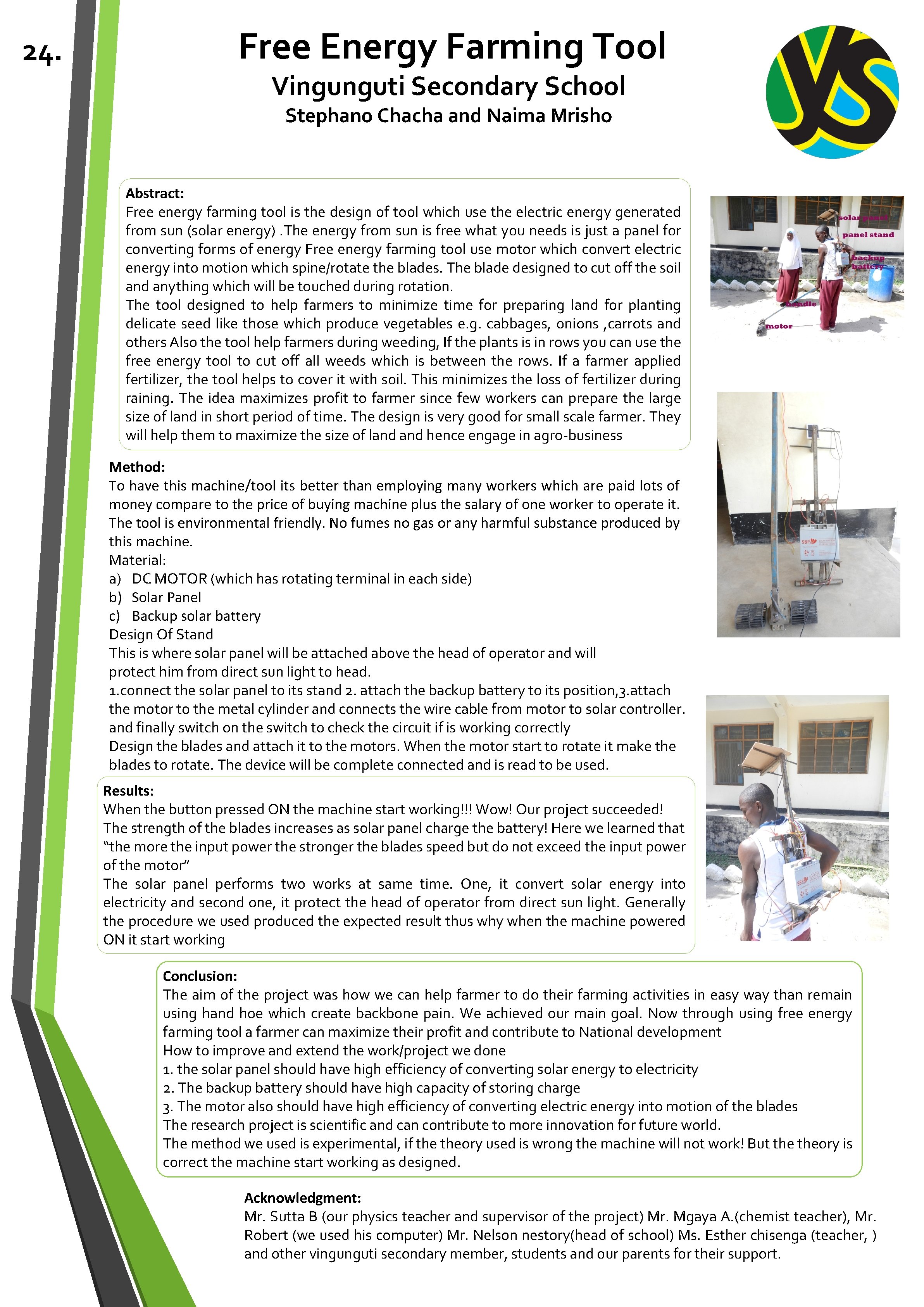 24 Free Energy Farming Tool Vingunguti Secondary School