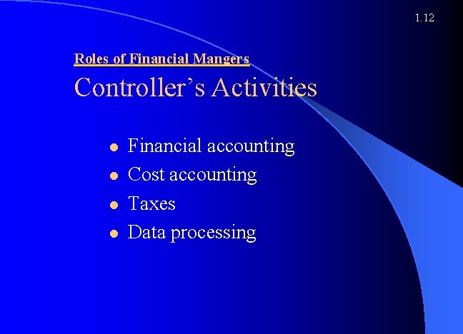 1 0 Introduction to Finance 1 1 The