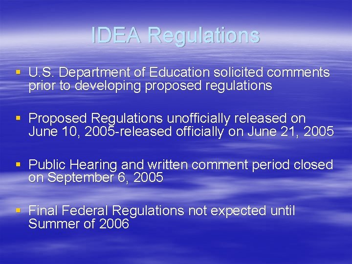 The Individuals With Disabilities Education Improvement Act of