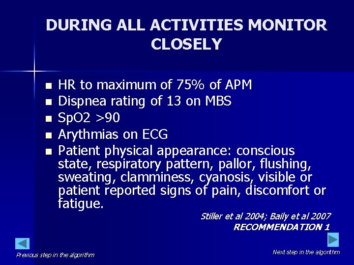 Clinical algorithm for the active mobilization of a