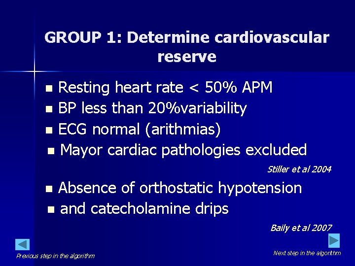 Clinical algorithm for the active mobilization of a