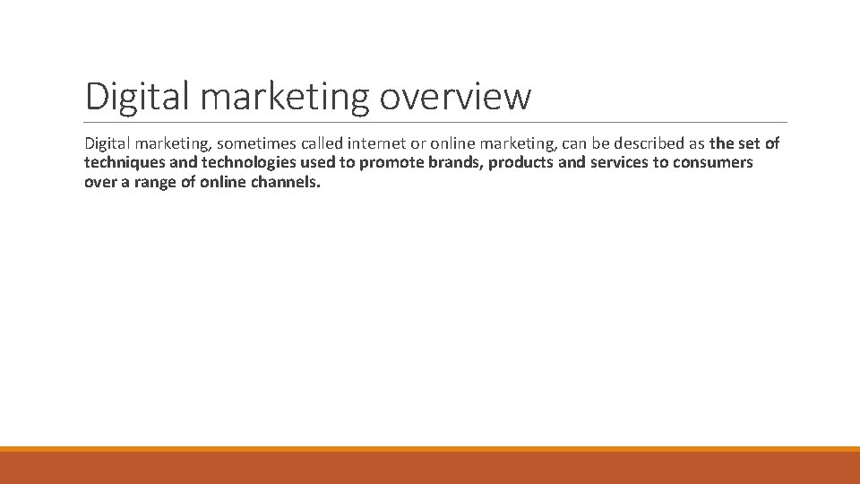 Digital Marketing LESSON 1 KEY CONCEPTS Lesson objectives
