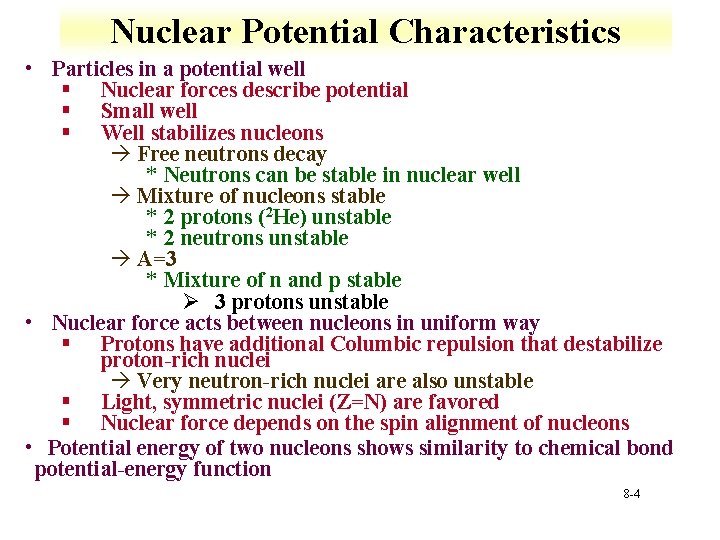 CHEM 312 Lecture 8 Nuclear Force Structure and