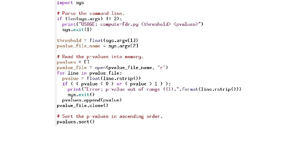 False discovery rate estimation Genome 559 Introduction to