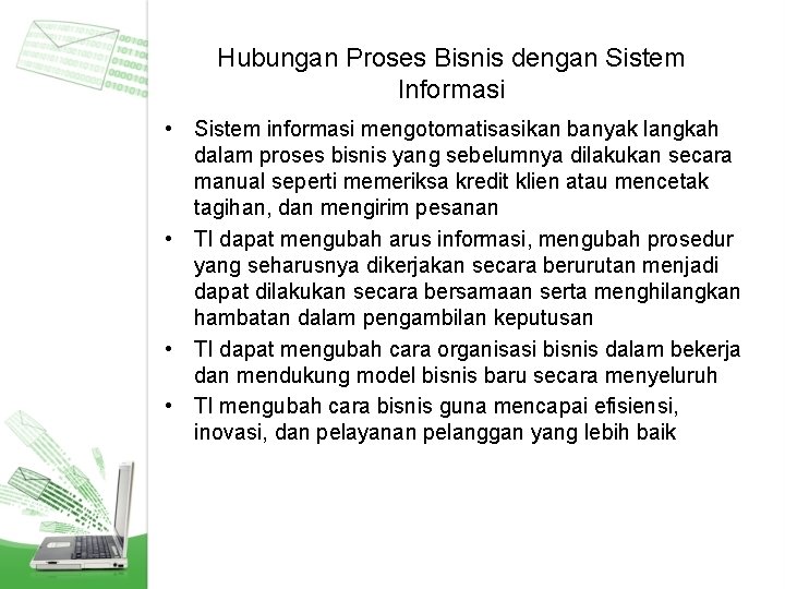 SISTEM BISNIS ELEKTRONIK MATERI Definisi Proses Bisnis dan
