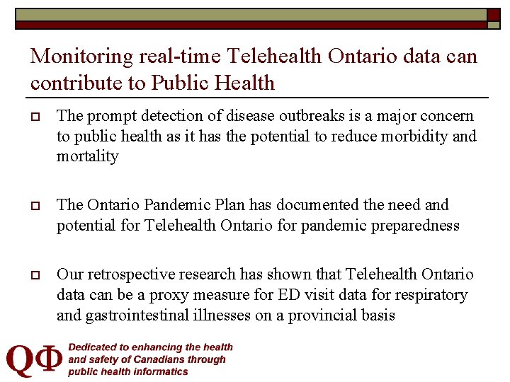 Queens University Public Health Informatics QPHI Team Can