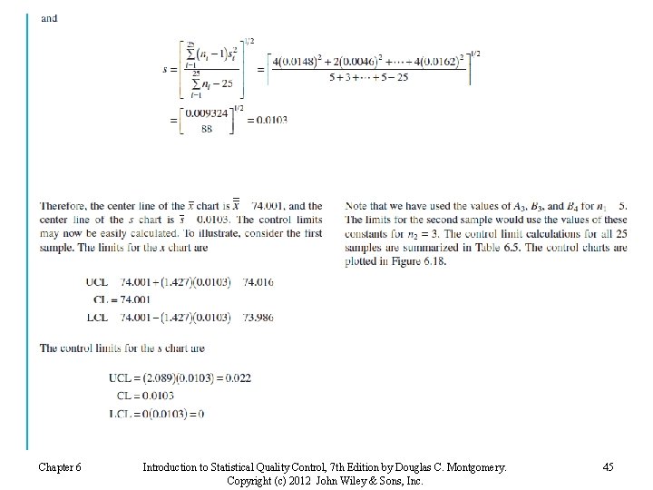 Chapter 6 Statistical Quality Control 7 th Edition