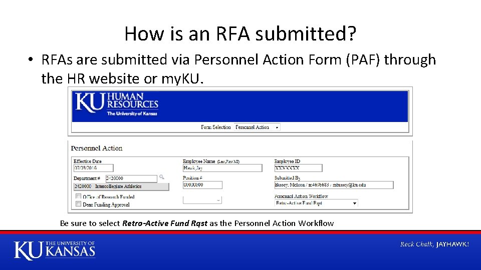 Payroll RFA Submission Process and Examples Payroll Office