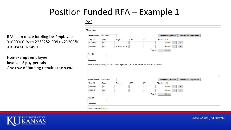 Payroll RFA Submission Process and Examples Payroll Office