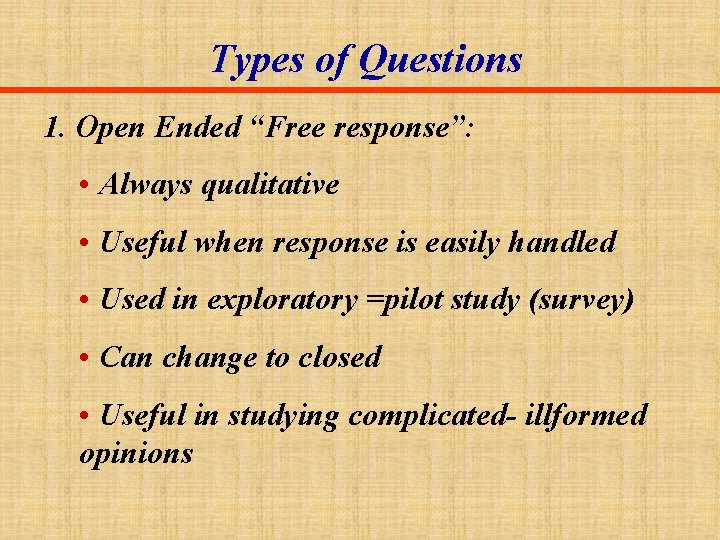 Questions And Instruments Interviews Administered verbally by the