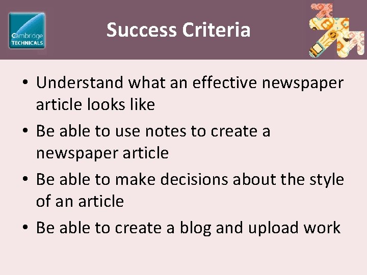 Bell Activity Look at the three articles Use