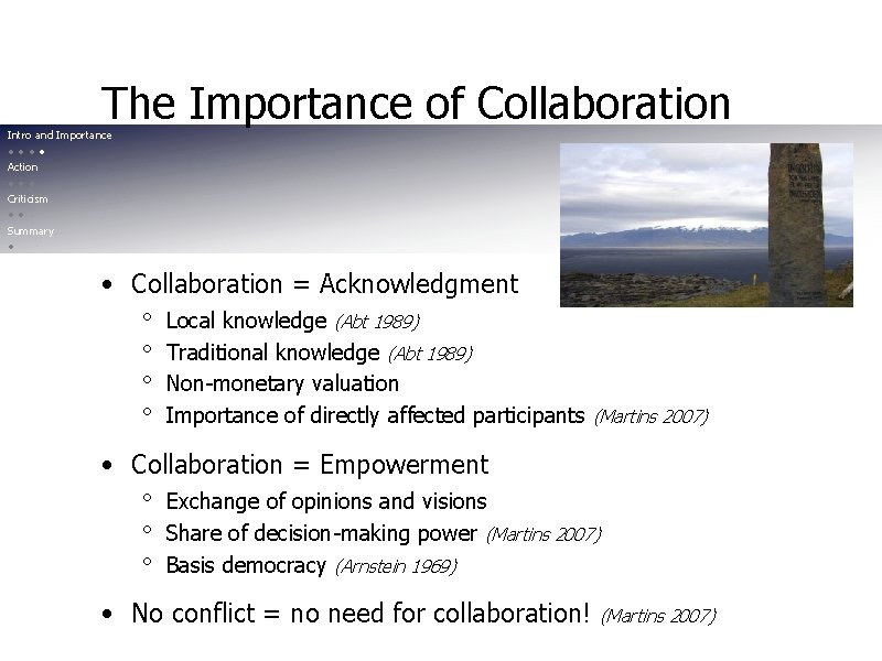 Collaboration in Nature Conservation Lecture Introduction to Environmental