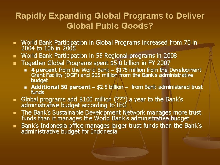 Balancing Global Public Goods and Development Needs of