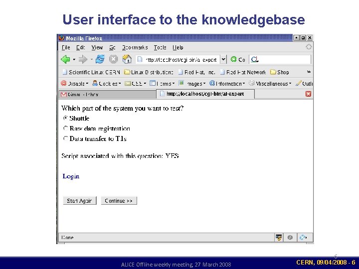 Expert System for ALICE experiment Use AI Expert