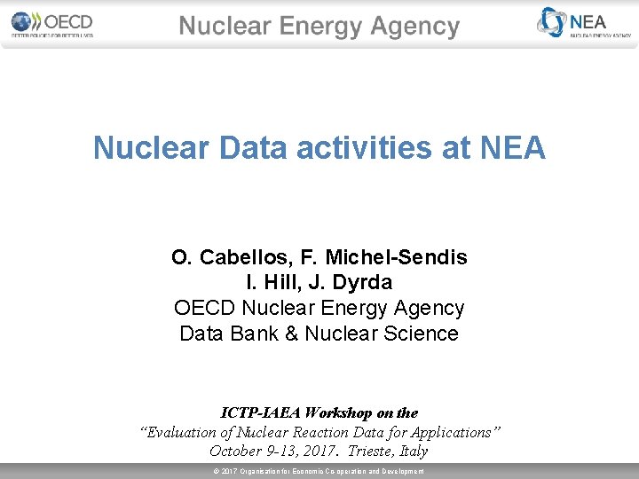Nuclear Data activities at NEA O Cabellos F
