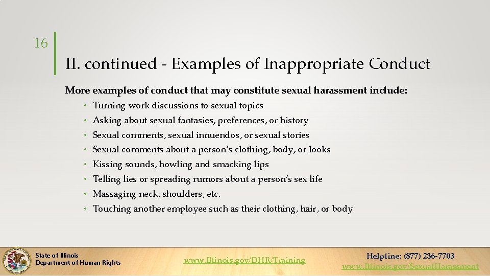 State of Illinois Sexual Harassment Prevention Training Version