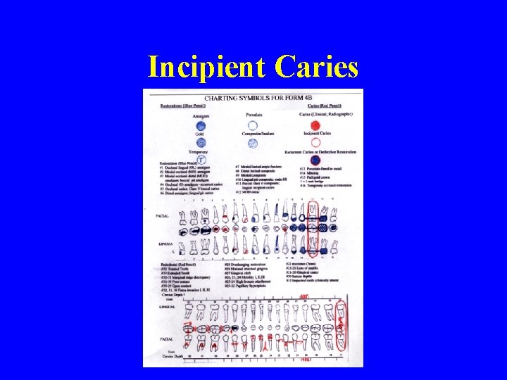 Dental Charting Document clinical findings Baseline for future
