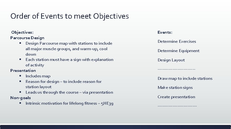 Designing a Parcourse 5 th Grade Collaborative Project