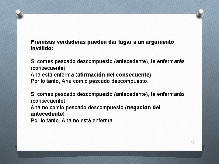 Estructura de la argumentacin La argumentacin ms simple
