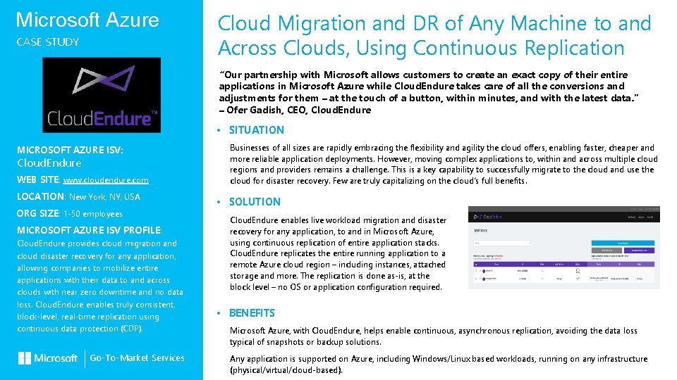 Microsoft Azure CASE STUDY Cloud Migration and DR