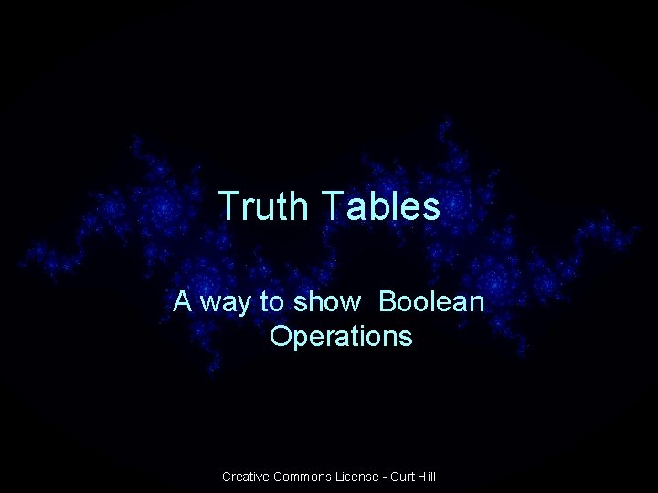 Truth Tables A way to show Boolean Operations