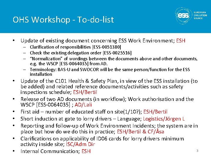 OHS Safety Framework for ESS Peter Jacobsson Head