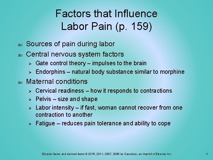 Chapter 7 Nursing Management of Pain During Labor