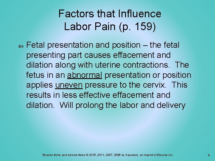 Chapter 7 Nursing Management of Pain During Labor