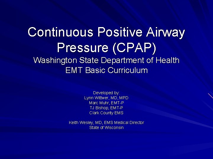 Continuous Positive Airway Pressure CPAP Washington State Department