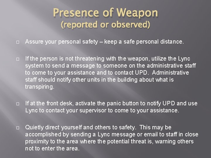 SFA EMERGENCY PROTOCOLS Safety Guidelines and Procedures Types