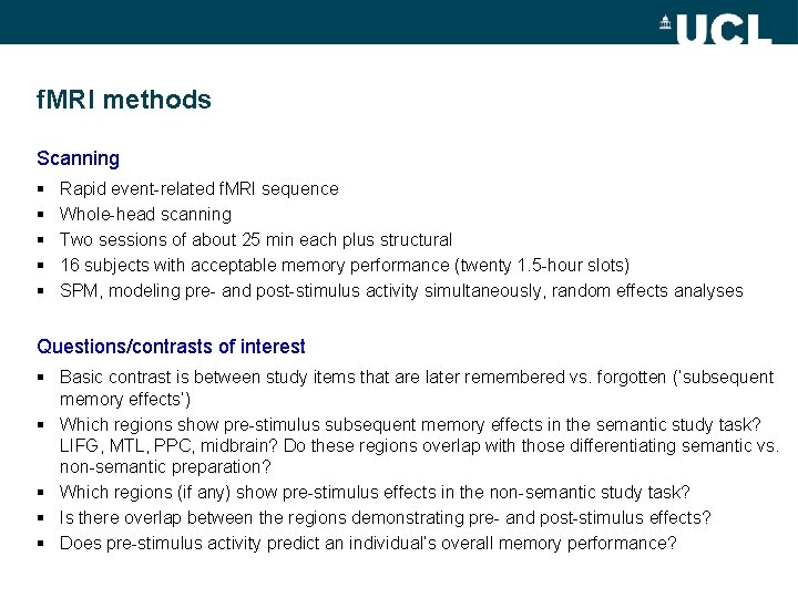 BUCNI project presentation 19 Feb 2009 The functional