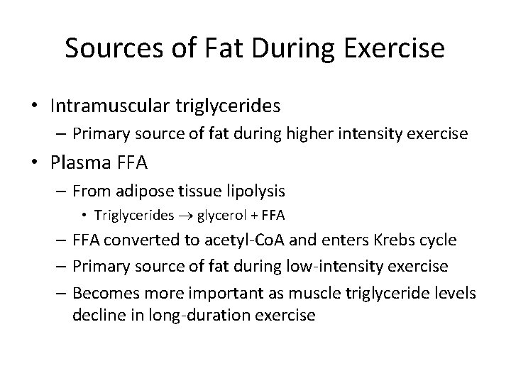 Exercise Metabolism The use of oxygen by cells