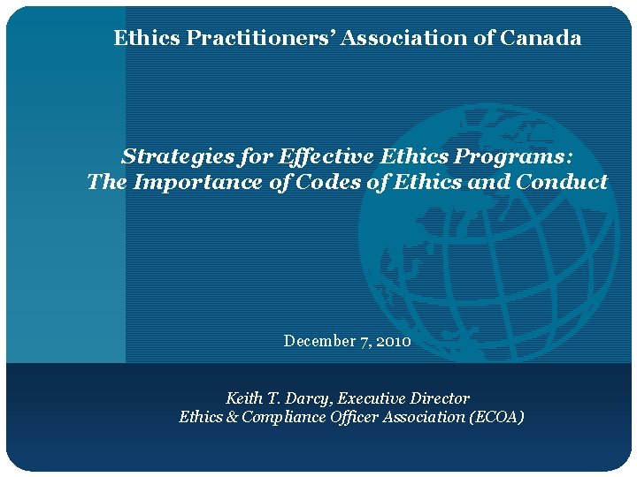 Ethics Practitioners Association of Canada Strategies for Effective