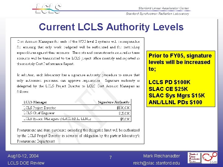 DOE Review of the LCLS Project Controls Prep