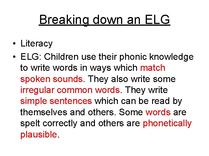 The end of Foundation Stage the beginning of