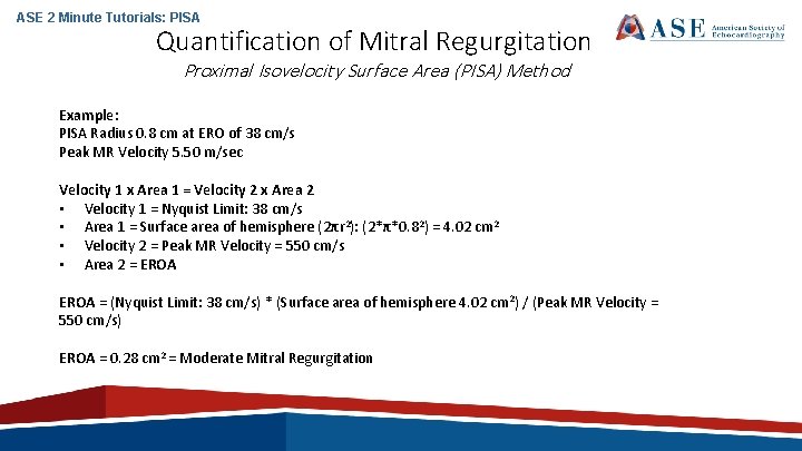 Quantification of Mitral Regurgitation Proximal Isovelocity Surface Area