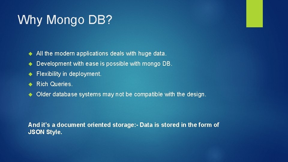 Introduction to Mongo DBNO SQL data Base BY