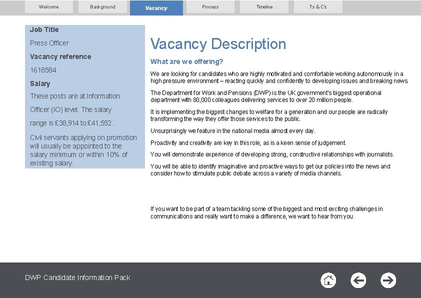 DWP Candidate Pack Job Role Press Officer Civil