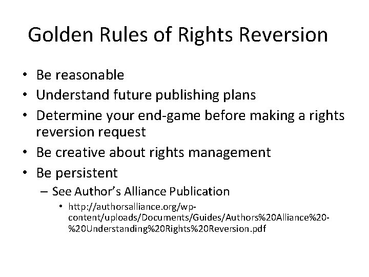 Know Your Rights Copyright and Publishing Scholarly Work