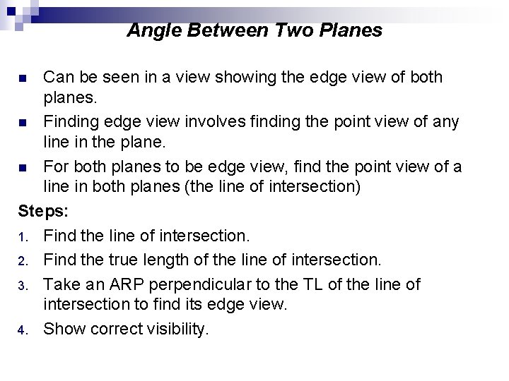 Angle Between Two Planes Can be seen in