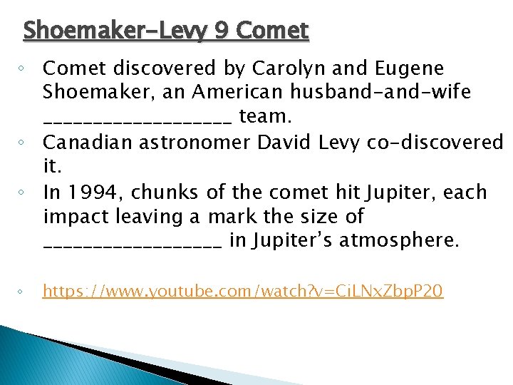 Other Objects in our Solar System So far
