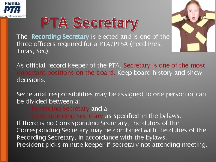 PTA SECRETARY Take Note Ellen Lyons Hillsborough County