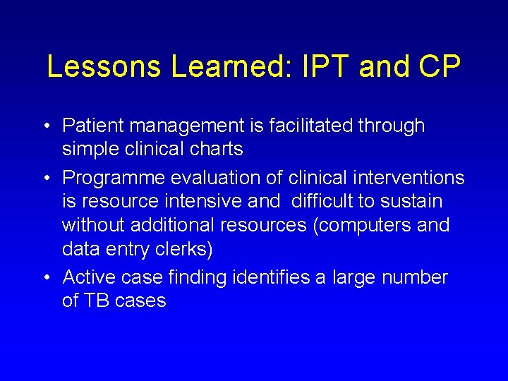 Lessons Learned from Pro TEST TBHIV Pilot Districts