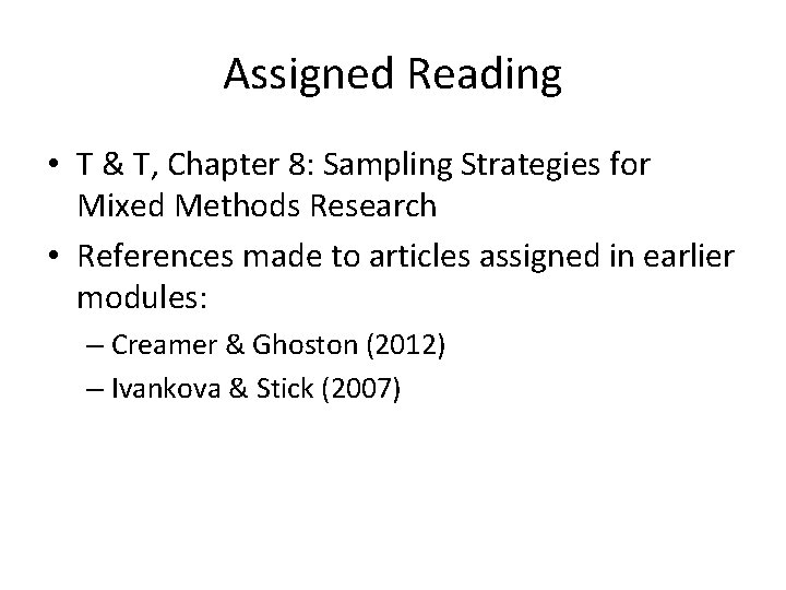 Module 9 MM Sampling Introduction Module Objectives Distinguish