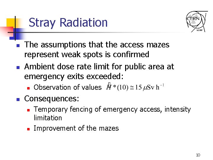 Radiation Monitoring at CTF 3 Buildings weak spots