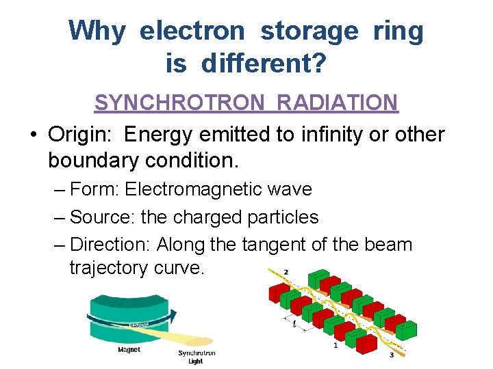 Beam Dynamics in Electron Storage Ring Why electron
