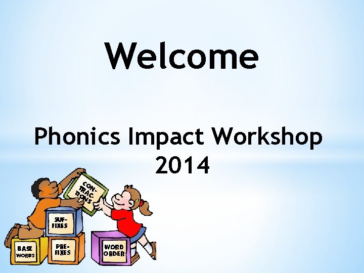 Welcome Phonics Impact Workshop 2014 Heavers Farm Literacy